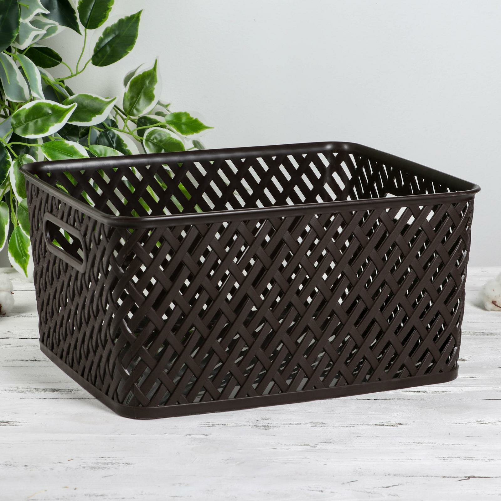 Корзина для хранения «Плетёнка», 35×29×17.5 см, коричневая
