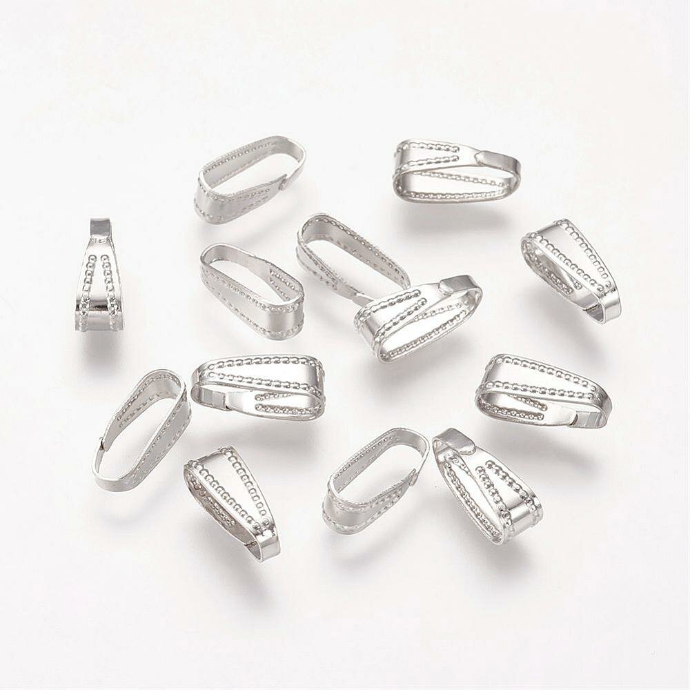 Держатель, 10х4мм, защелкивающийся, базовый материал - латунь, стального цвета, 50 шт.