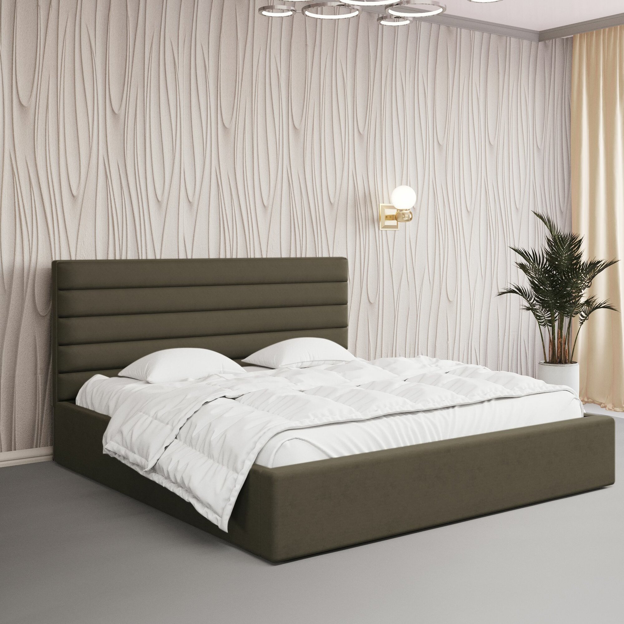 Кровать 160х200 с подъемным механизмом двуспальная, Капелла фабрика Микс Интерьер с мягким изголовьем для дома и спальни, ортопедическое основание, ящик для белья