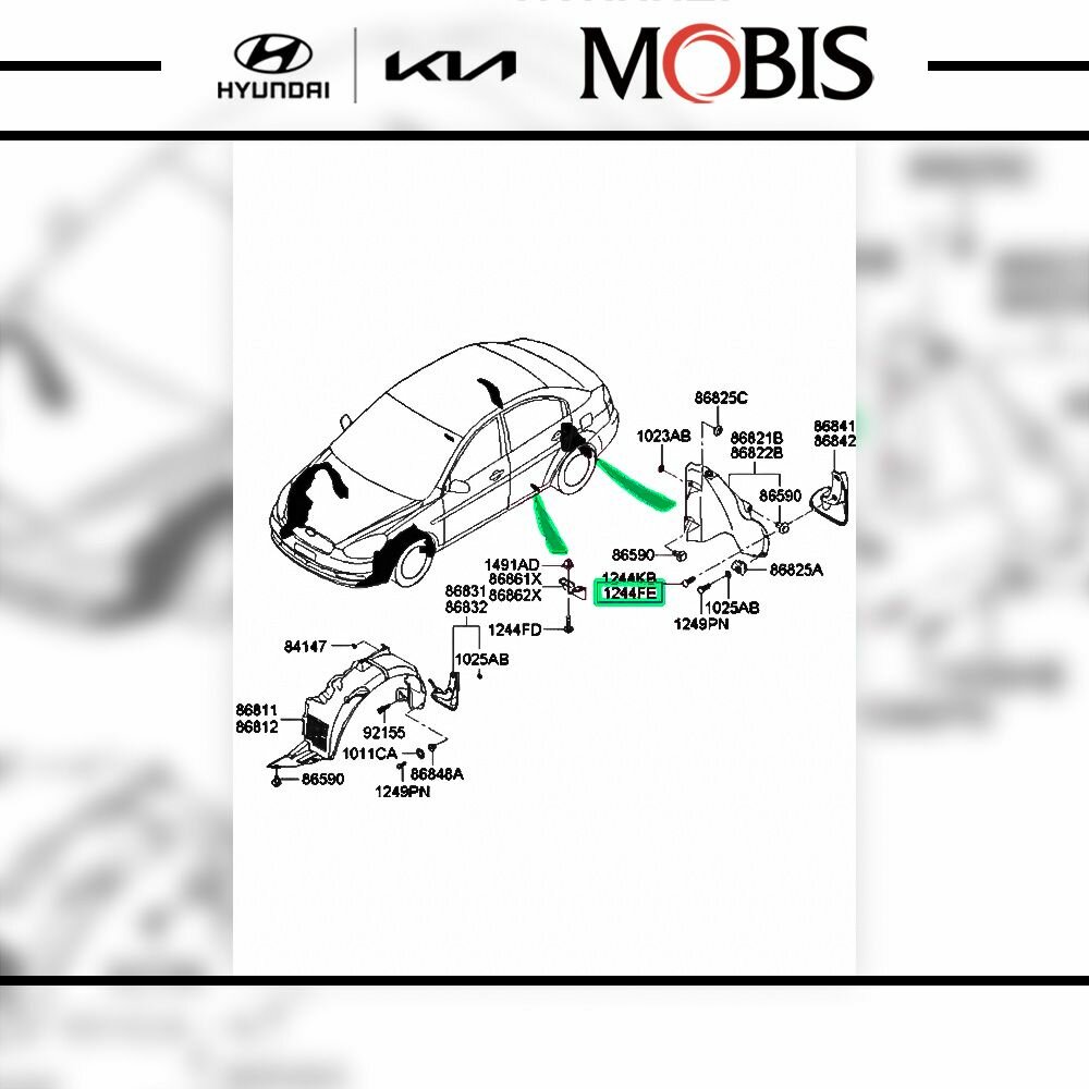 Винт 10шт. Hyundai Elantra, H-1 Grand Starex, H350, Ix35/Tucson / арт. 1244205207B / бренд MOBIS