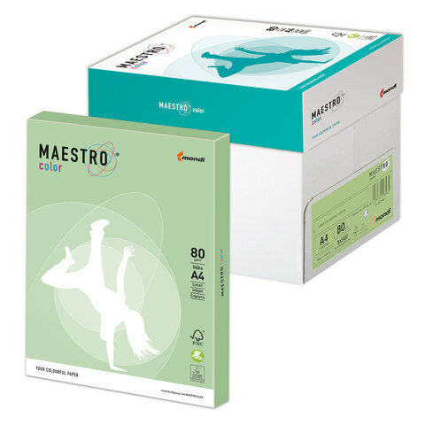 Бумага MAESTRO Color А4 80г/м² 500 листов, пастель зеленая MG28