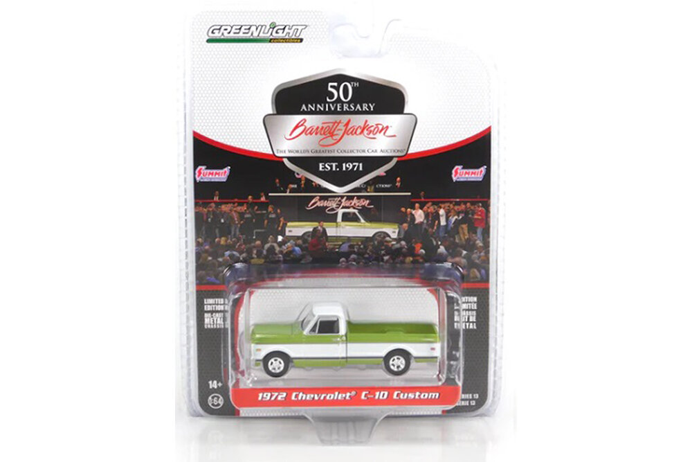 Модель коллекционная GREENLIGHT Chevrolet C-10 custom пикап (lot #798) 1972 green/white (длина модели 6-10 см)