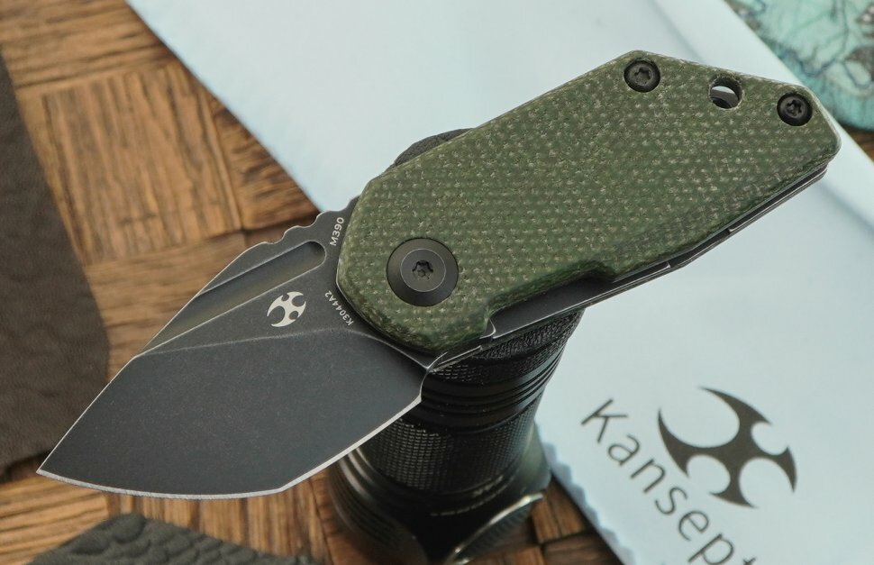 Складной нож Kansept Knives Rio, сталь Bohler M390, рукоять зеленая микарта