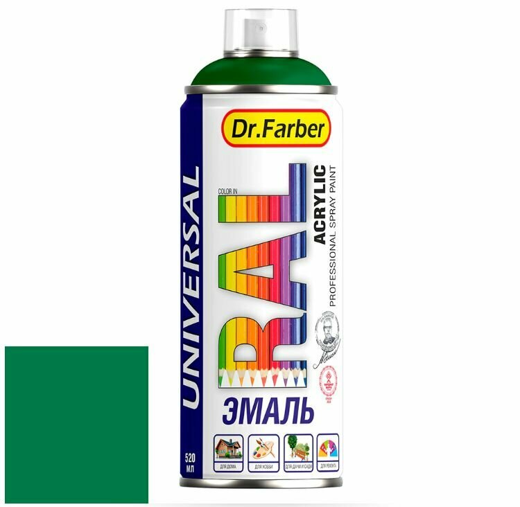 Эмаль-спрей универсальная Dr.Farber акриловая RAL 6029 глянцевая 270 г