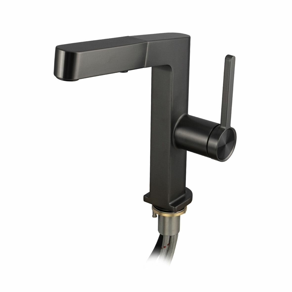 Смеситель для раковины /кухонной мойки магнус , цвет графит, Г - образный излив вытяжной, латунный, код: 8231