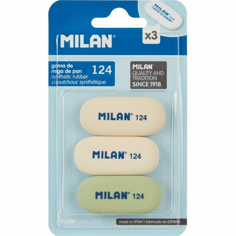 Milan Ластик каучуковый, 3 штуки в упаковке.