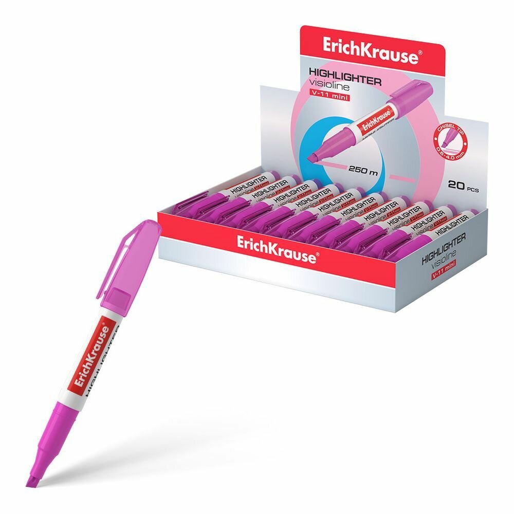 Текстмаркер ErichKrause Visioline V-11 Mini Neon, цвет чернил розовый