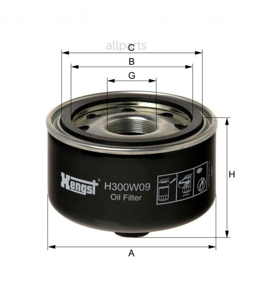 HENGST FILTER H300W09 Фильтр масл.