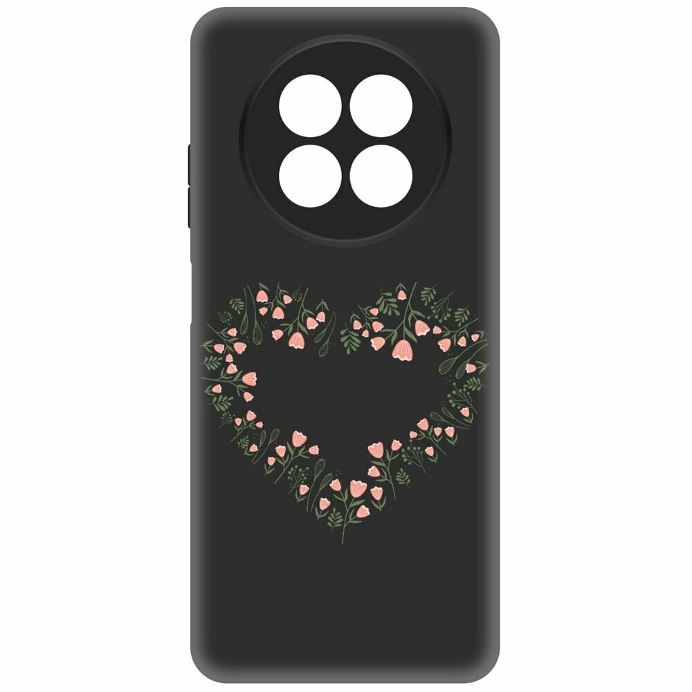 Чехол-накладка Krutoff Soft Case Цветочное сердце для Realme 12 5G черный
