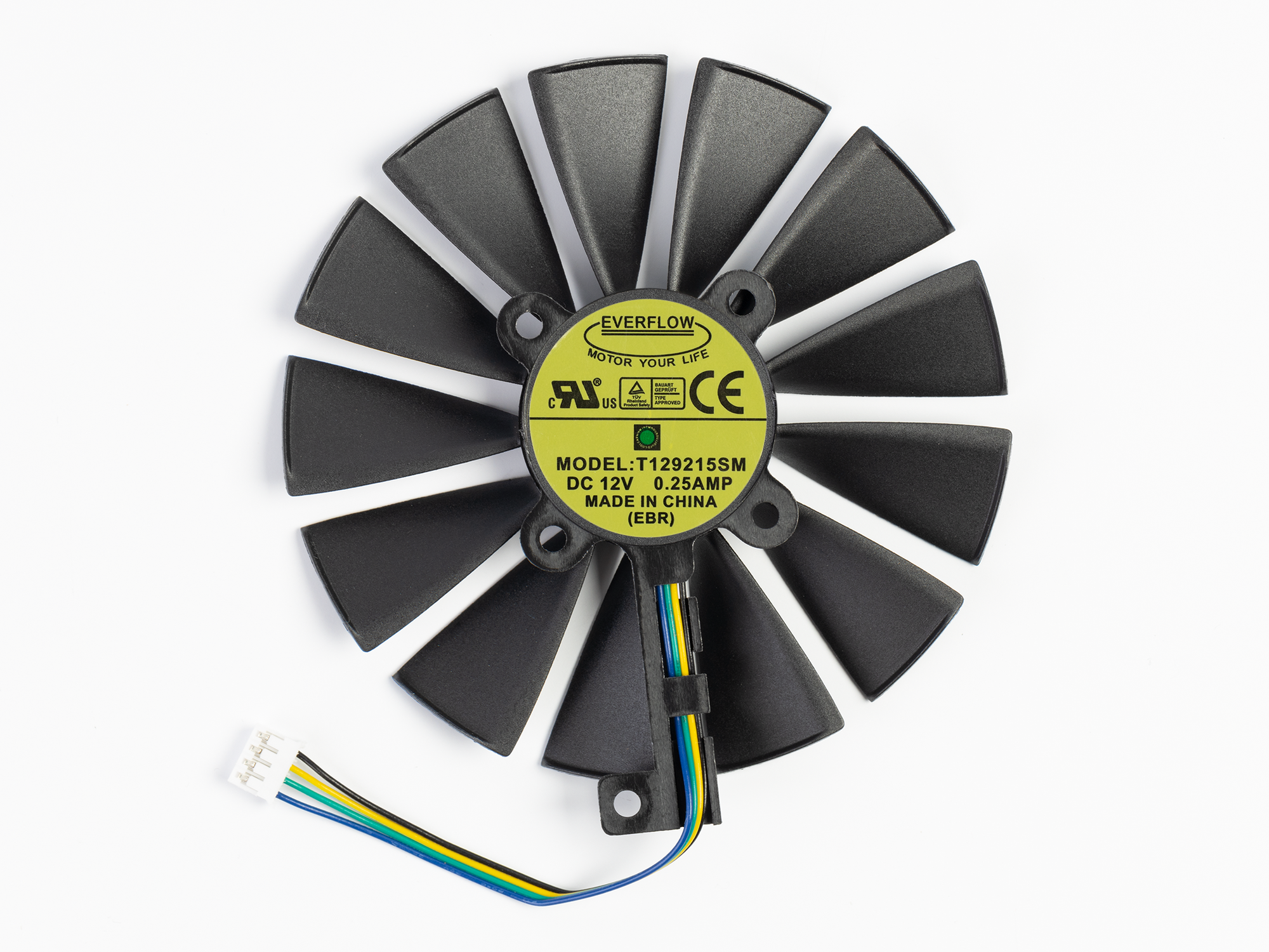 Вентилятор для видеокарты Asus Strix RX470 RX570 / 4Pin папа / ⌀ 95мм / S 28мм / T129215SM (№1)