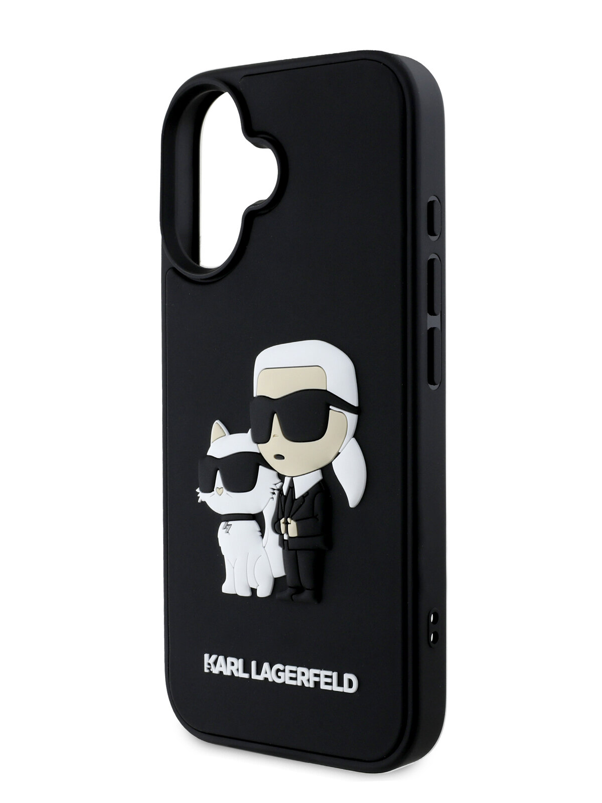 Lagerfeld для iPhone 16 чехол 3D Rubber NFT Karl & Choupette Hard Black