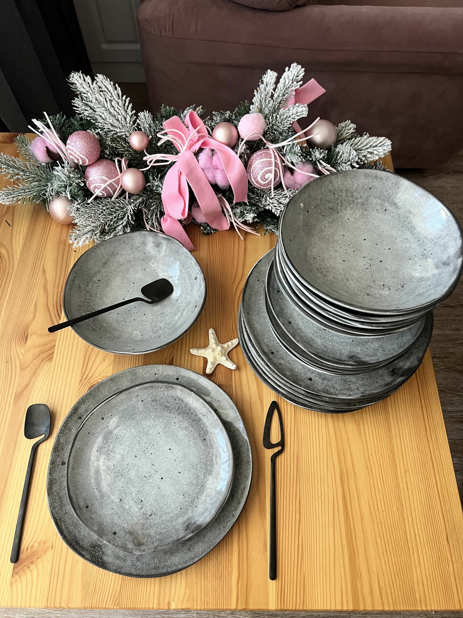 Набор столовой посуды "Органик" на 6 персон (18 предметов), цвет серый космос