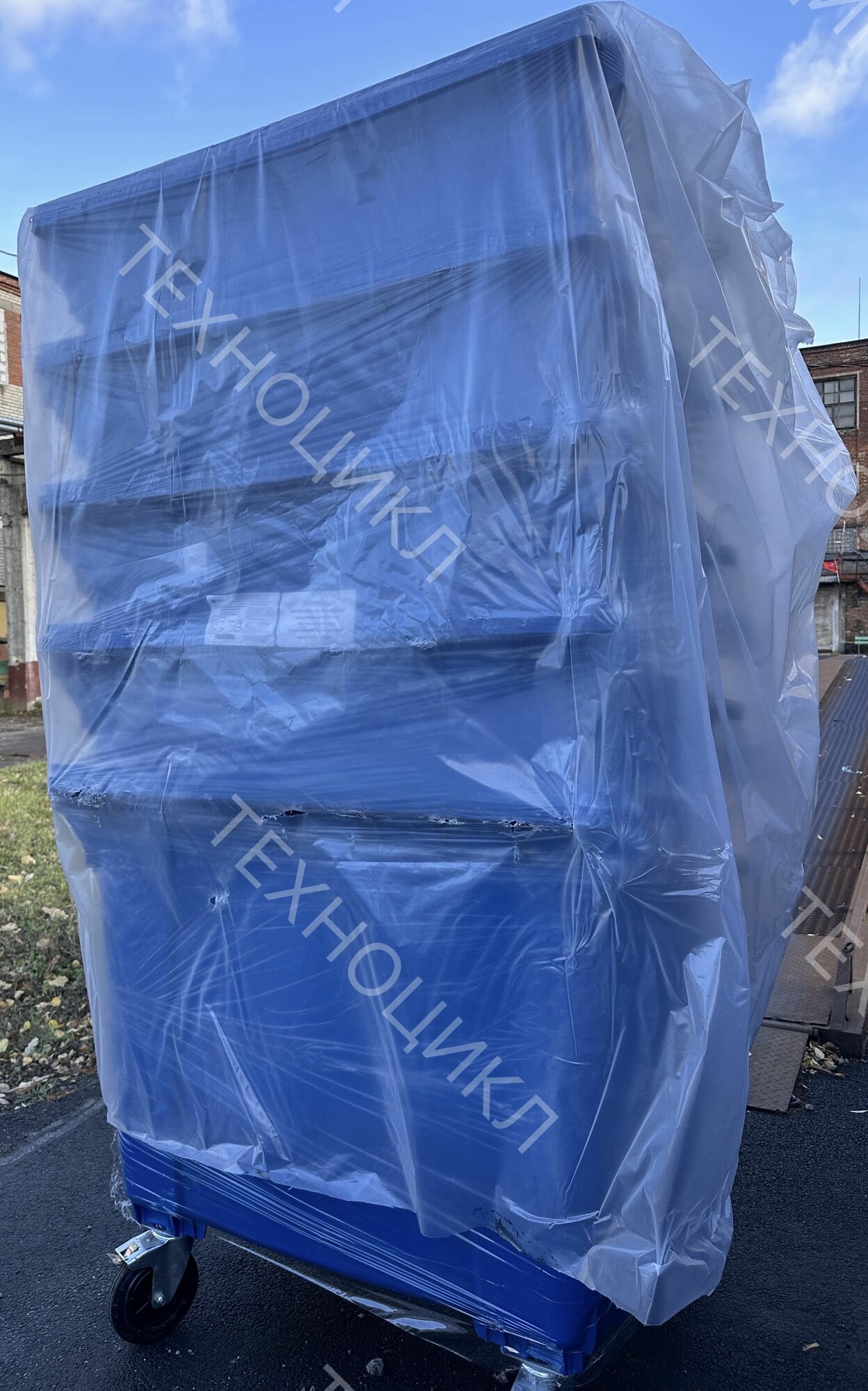 Контейнер для мусора 2 шт. Стопка синий 1100л универсальный бак с крышкой и колесами