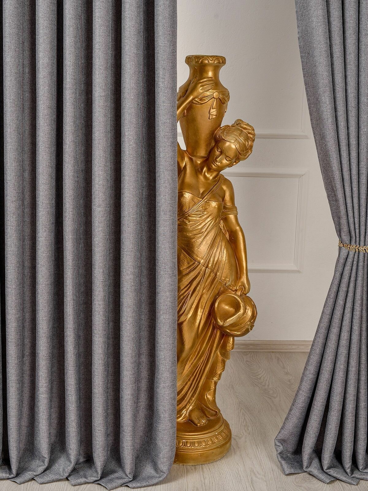 Комплект штор "Блэкаут рогожка 260" серый (508-55) арт.5339 (200x260 - 2 шт.)