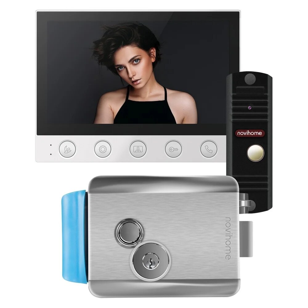 Комплект видеодомофона Novihome для частного дома, дачи SIMPLE 7 KIT PLUS: монитор, вызывная панель со встроенным БУЗ