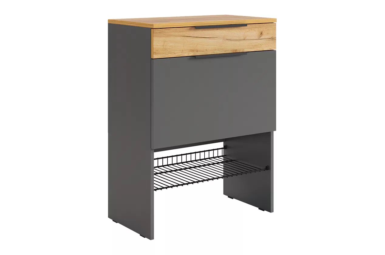 Обувница «Баско», закрытая, графит/дуб крафт золотой (602х354х806)