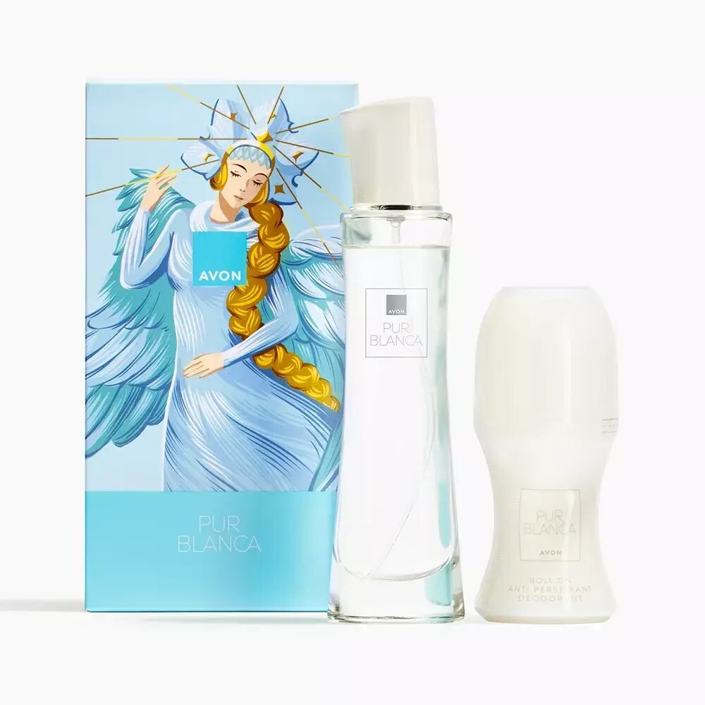 Avon Набор Pur Blanca для нее (Туалетная вода, 45мл + Дезодорант, 50мл) в подарочной упаковке