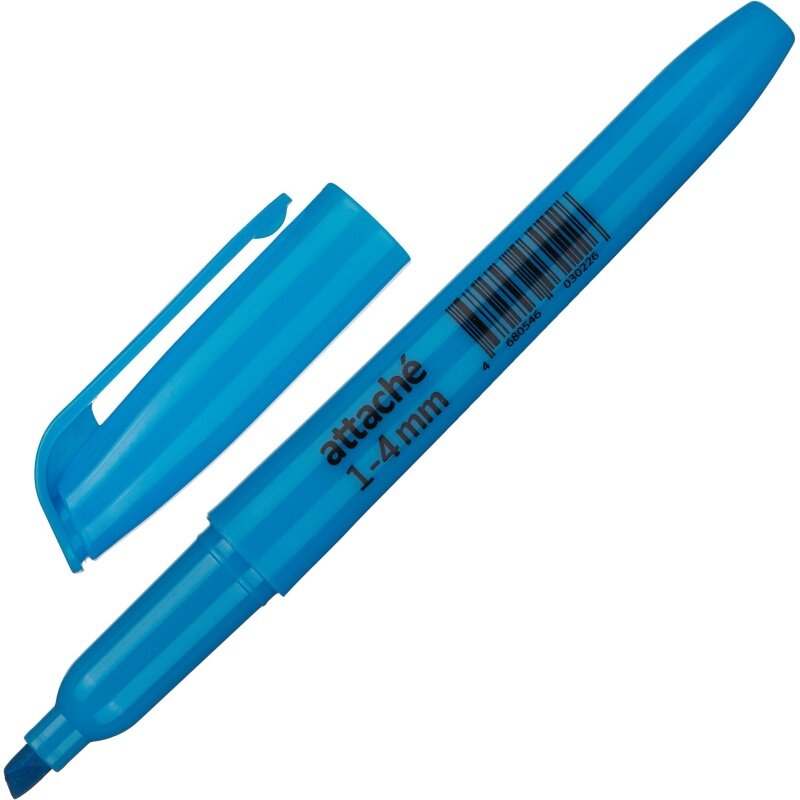 Маркер выделитель текста Attache голубой, 1-3,9 мм