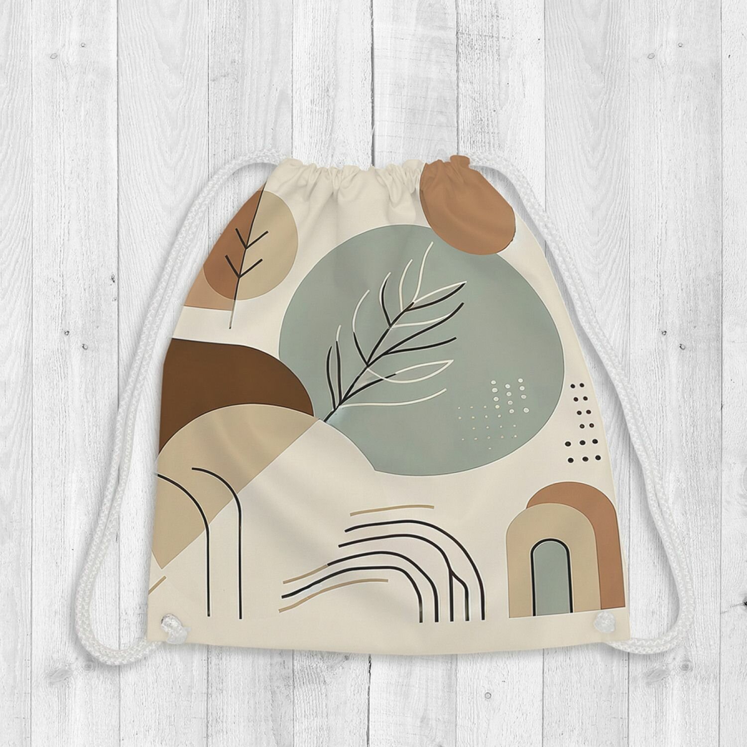 Сумка рюкзак-мешок для обуви и вещей с принтом "Эстетичные формы", JoyArty, 38x40см