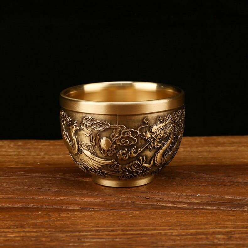 Декоративная фигурка "Чаша изобилия" с драконом и фениксом для привлечения богатства и успеха по фэншуй