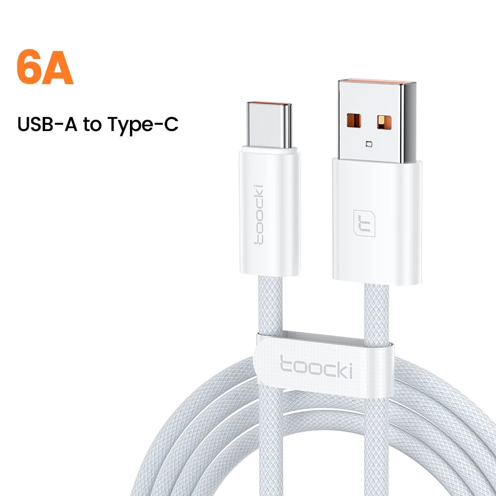 Toocki 6A USB C-кабель 66 Вт Кабель для быстрой зарядки типа C для Huawei P40 P30 Xiaomi 12 2 м