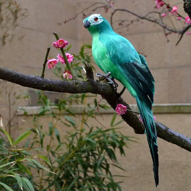 Искусственный попугай из растительного волокна Бирюзовый, 25cm, зеленый