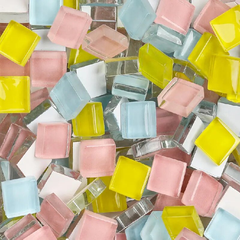 100 г Смешанные мозаики разных цветов квадратные блестящие стеклянные мозаичные плитки для рукоделия поставки синие фиолетовые зеленые arte