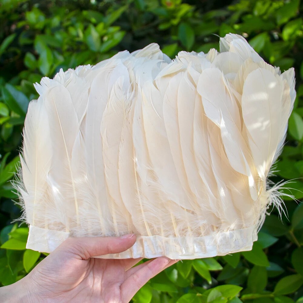 1/5/10 ярдов, отделка гусиных перьев, бахрома, украшение для одежды для свадебной вечеринки, 15-20 см, лента из натуральных гусиных перьев для поделок