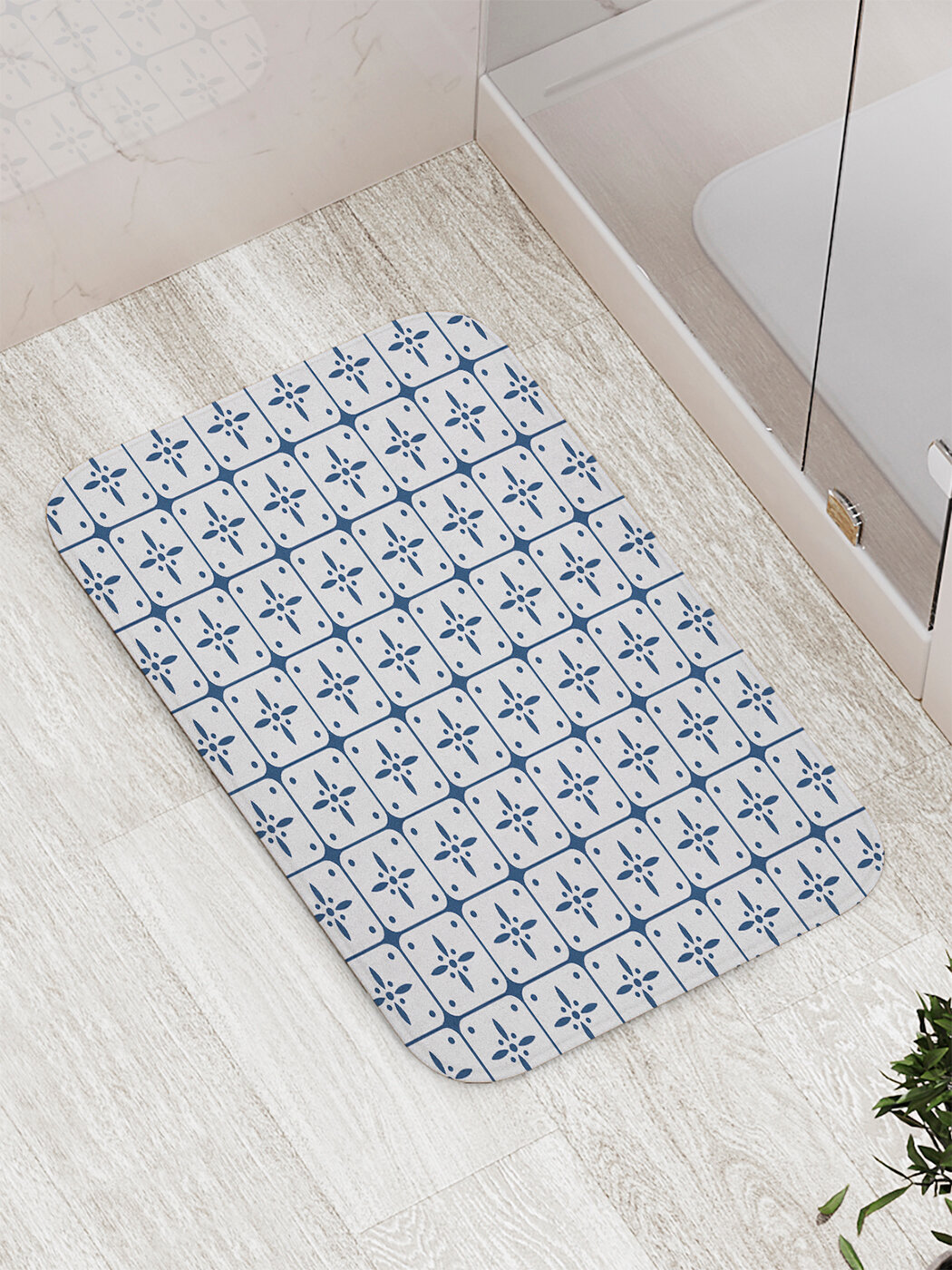 Коврик для ванной комнаты и туалета противоскользящий "Геометрические плитки" 52х77 см, JoyArty