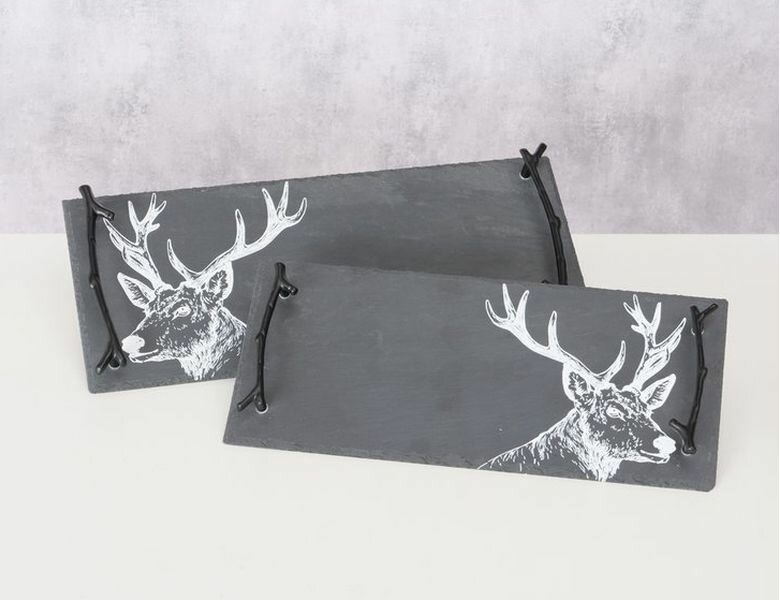 Набор сервировочных подносов лесные тени, сланец, 35-40 см, 2 шт, Boltze 2050204