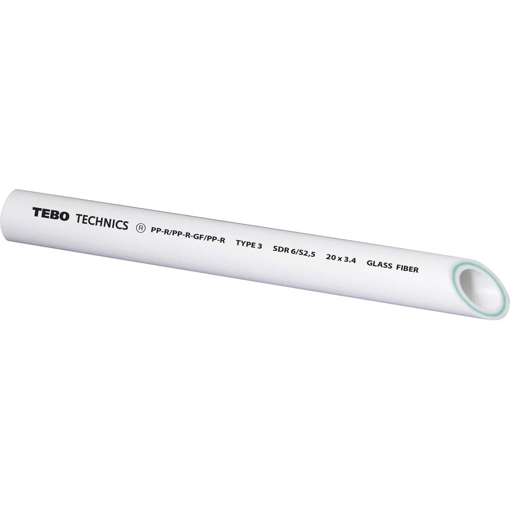 Труба TEBO PPR 50х8,3мм SDR6 армированная стекловолокном (4м) 030010406 для надежного соединения трубопроводов