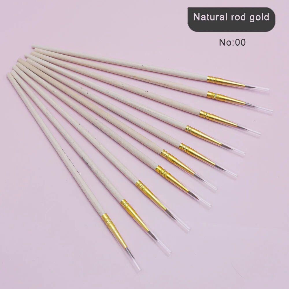 Кисти художественные нейлоновые, набор 10 шт, Natural rod gold 00