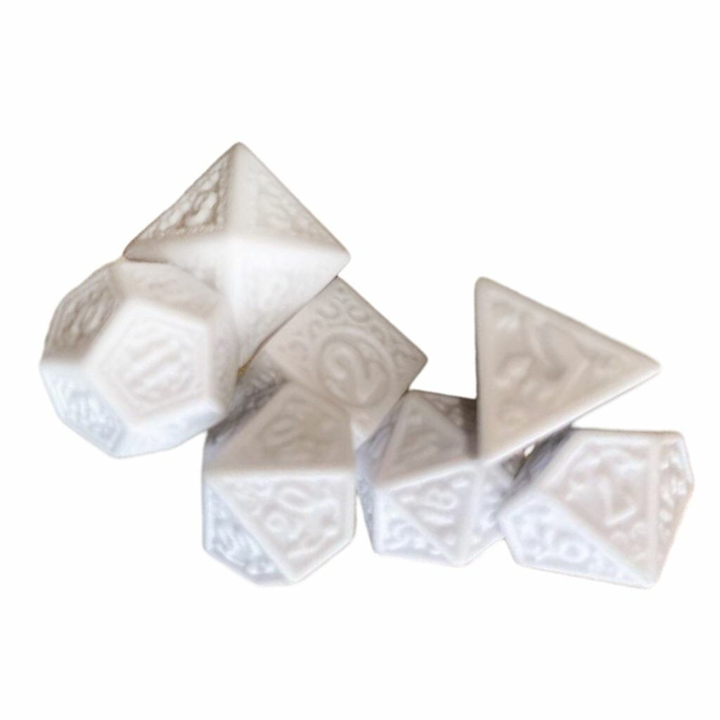 Набор из 7 полиэдрических костей DND для настольных игр и аксессуаров Dungeons and Dragons, Белый