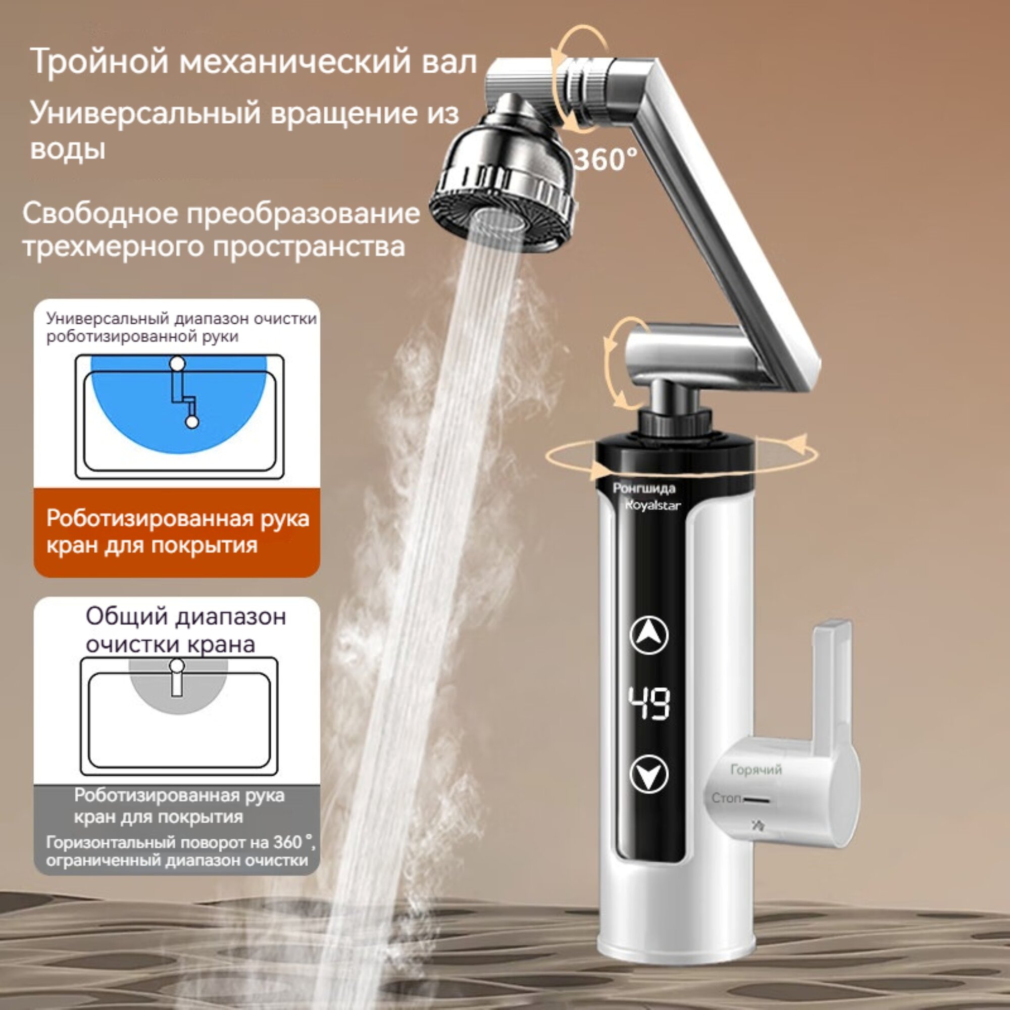 Электрический смеситель Royalstar, 40*10*10 см, черно-белый, модель: RS11X-34