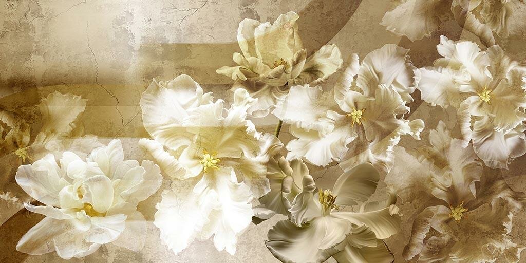 Фотообои Романтические ирисы 10-878-S-Флок 270 x 200 см (ВхШ) Бесшовные, флизелиновые, влагостойкие обои MasterFresok