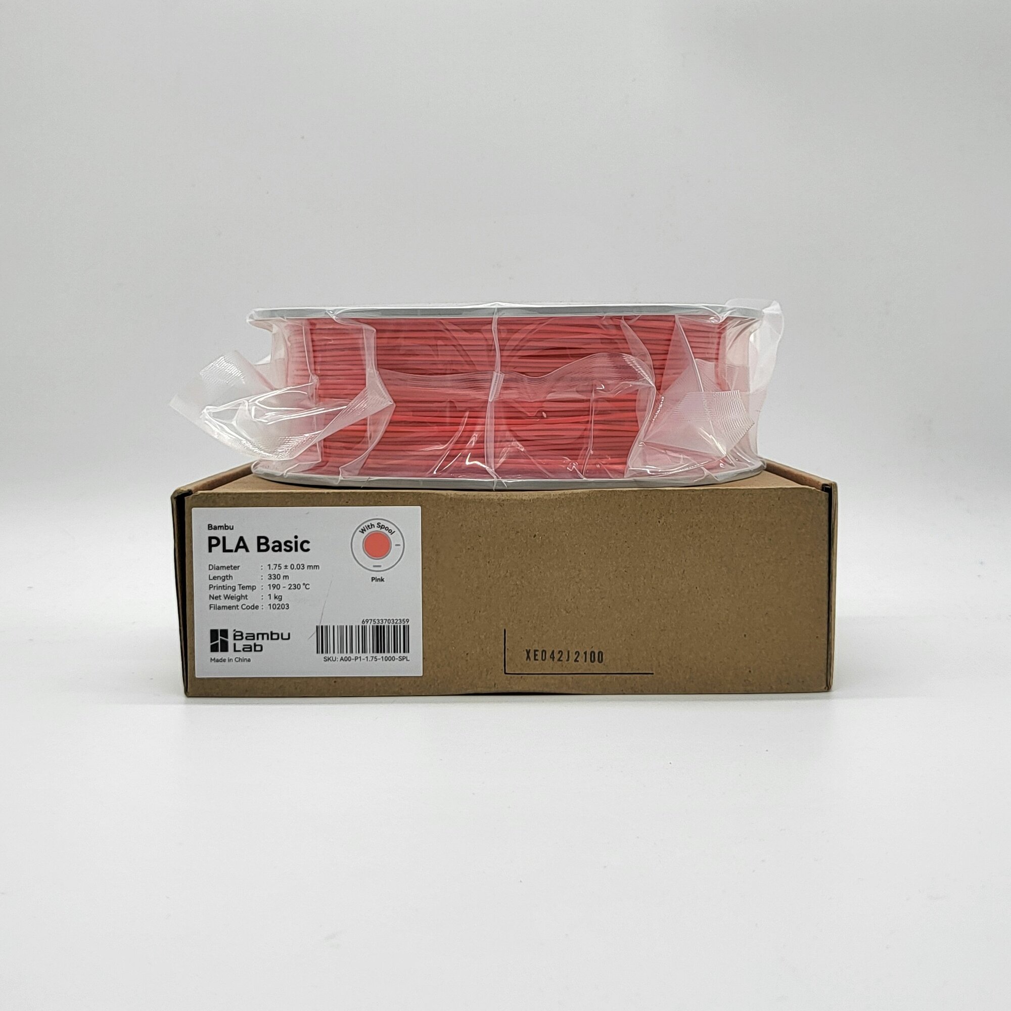 Филамент для 3d принтера PLA Basic Pink 1 кг, Bambu Lab, на катушке — фото 1