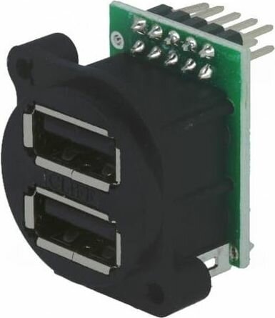 Разъем CLIFF CP30092 Гнездо USB A на панель винтами штыревой двойное USB 2.0 1 шт