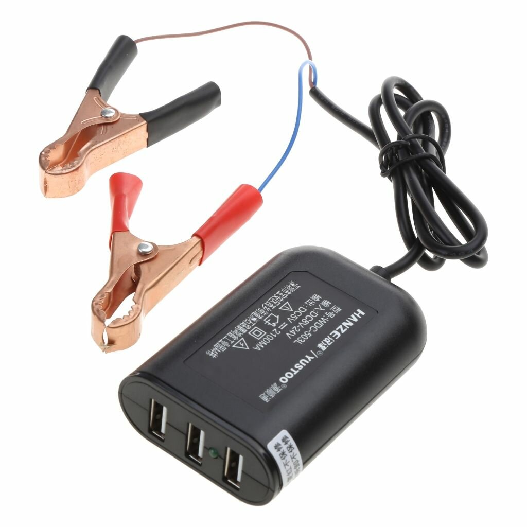 3-портовый зарядный адаптер с аккумуляторным зажимом, преобразователь 12 В, 24 В в 5 2,1 А, USB-зарядное устройство для телефона, планшета