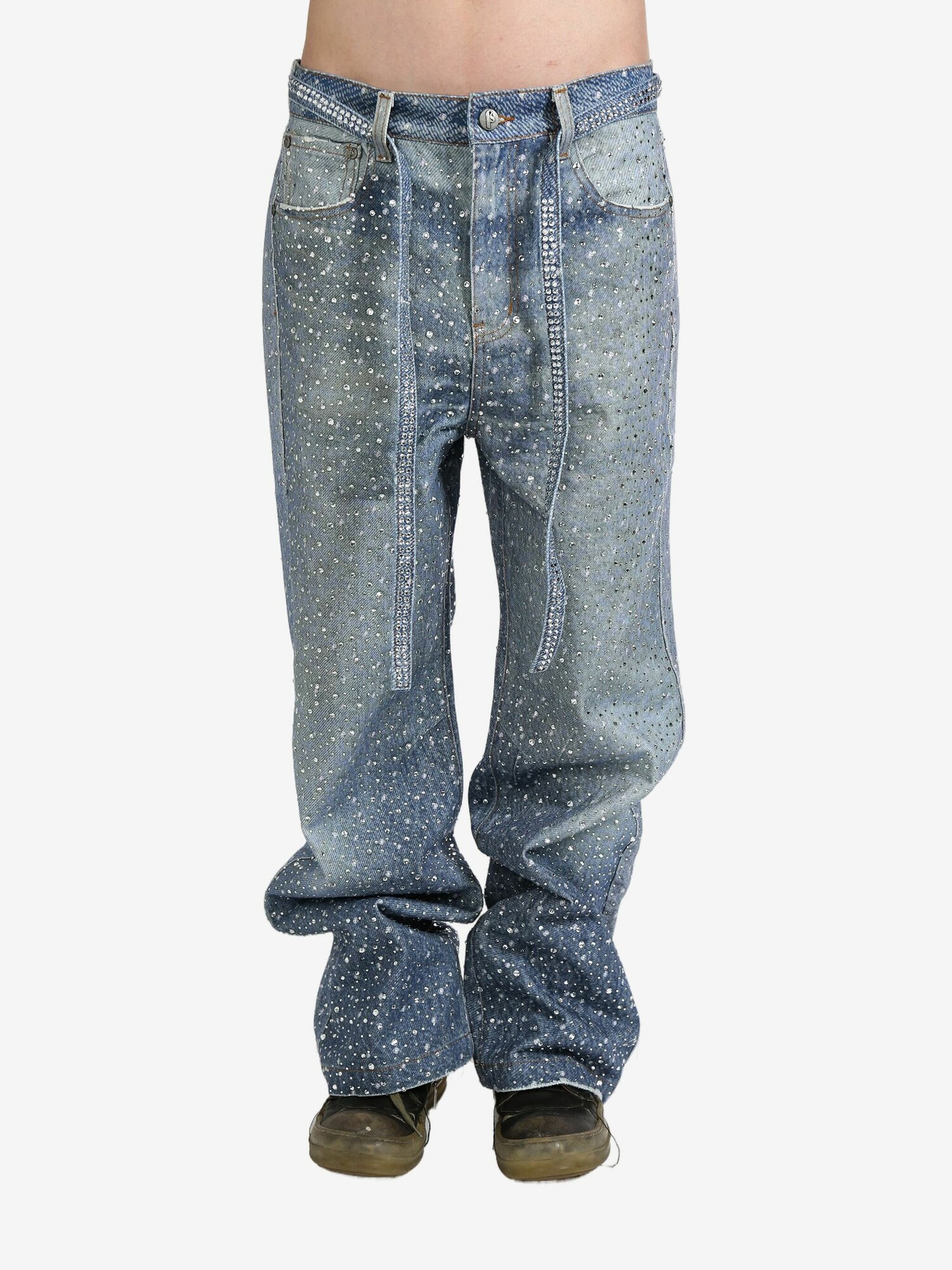 Джинсы Rhinestone-embellished wide-leg jeans 