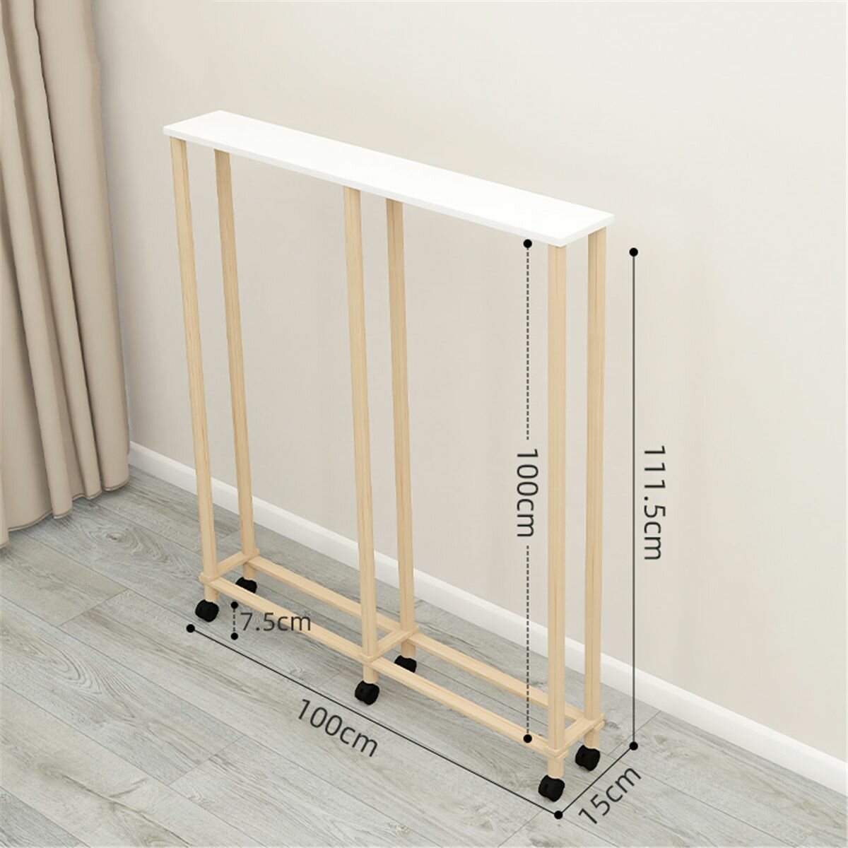 Консоль столик, Сосна ножках, На колесиках, Компактный