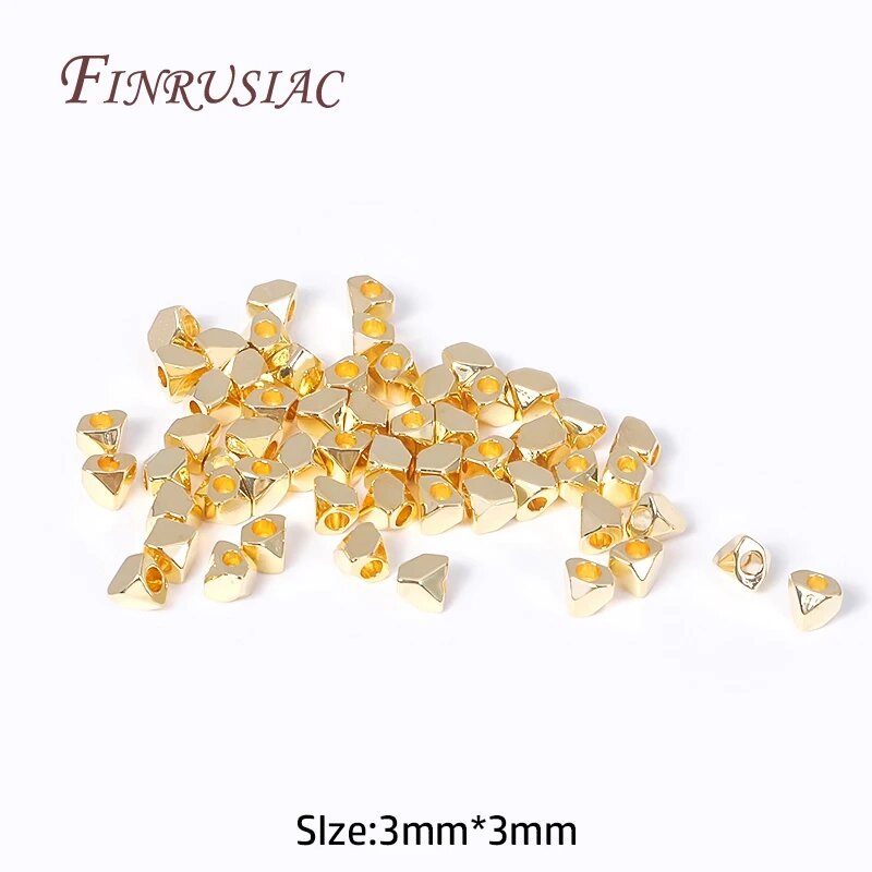 Золотые бусины-ромбы FINRUSIAC 3 мм 4 мм 10 pcs, 18K Gold plated-3MM