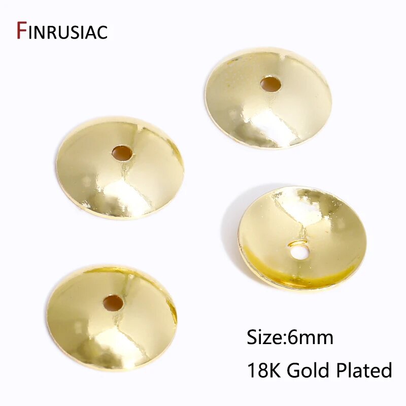 Шапки для бусин 6 мм, 18k gold plated