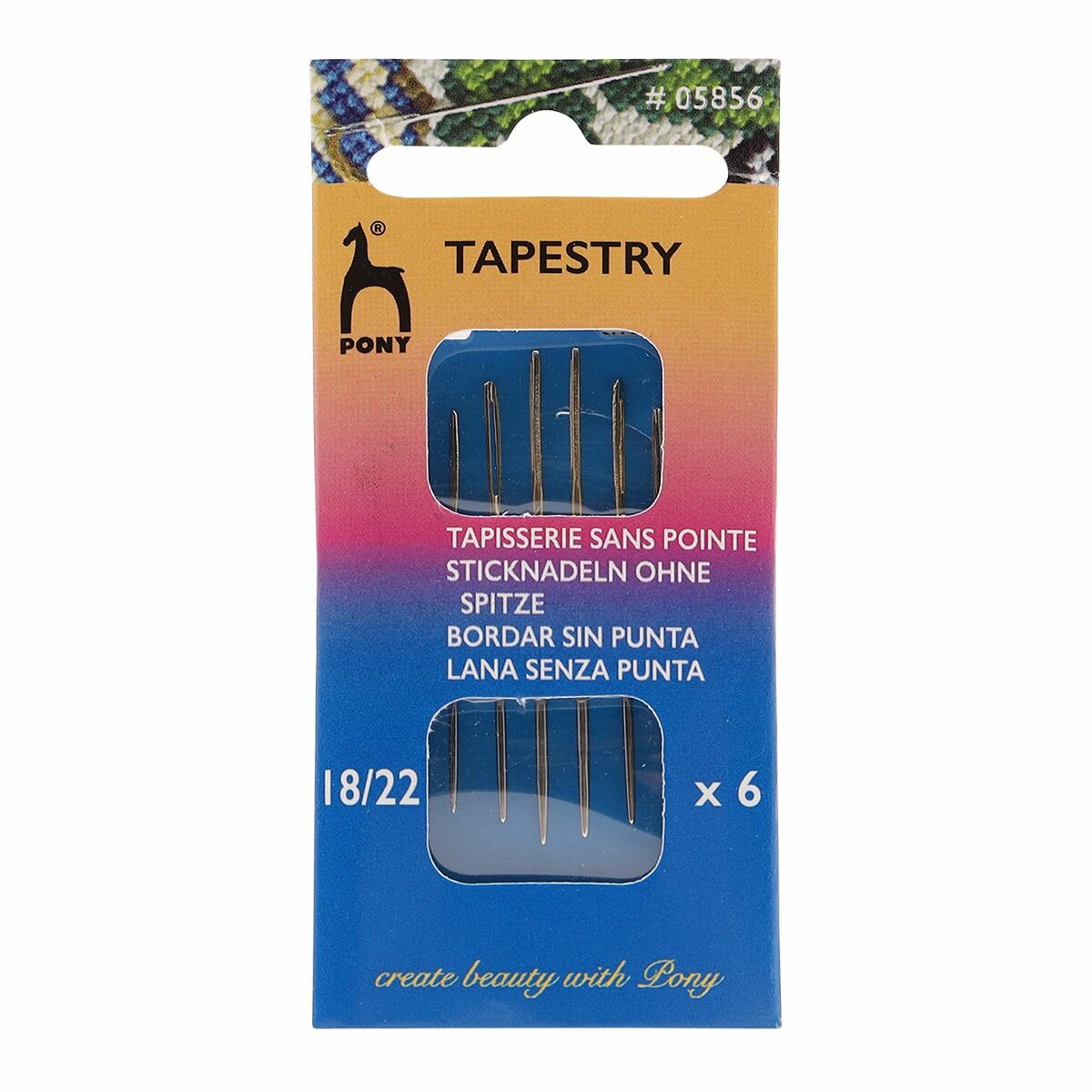 05856 Иглы ручные гобеленовые с золотым ушком Tapestry №18-22, 6шт, PONY