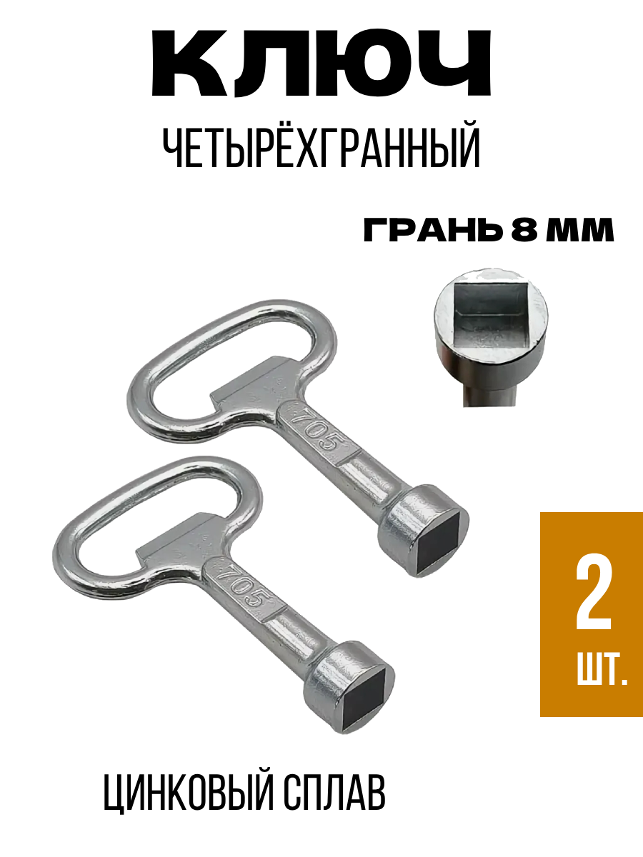 Ключ квадратный для электрошкафа и щита 2 шт.