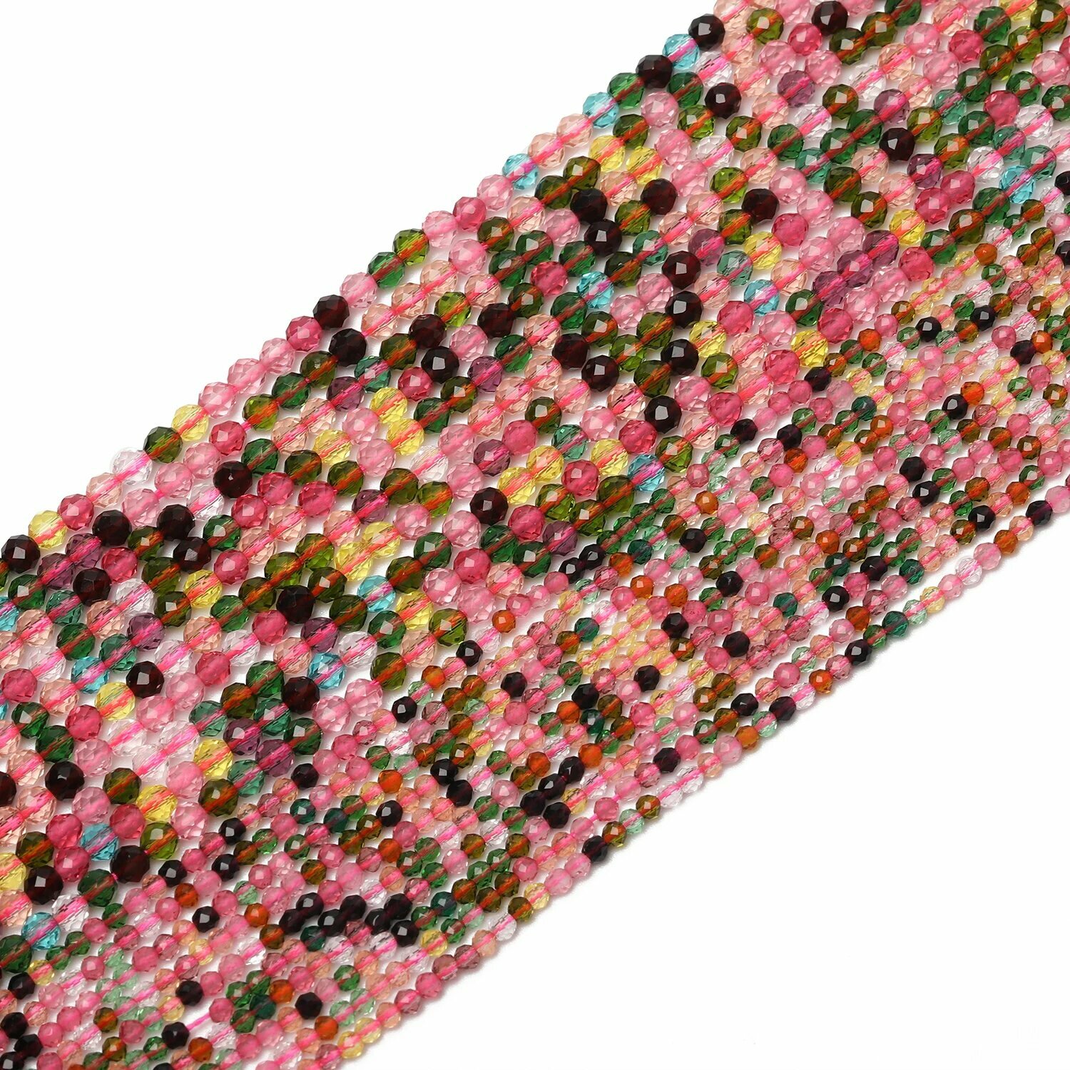 Граненые разноцветные бусины из турмалина GMB724