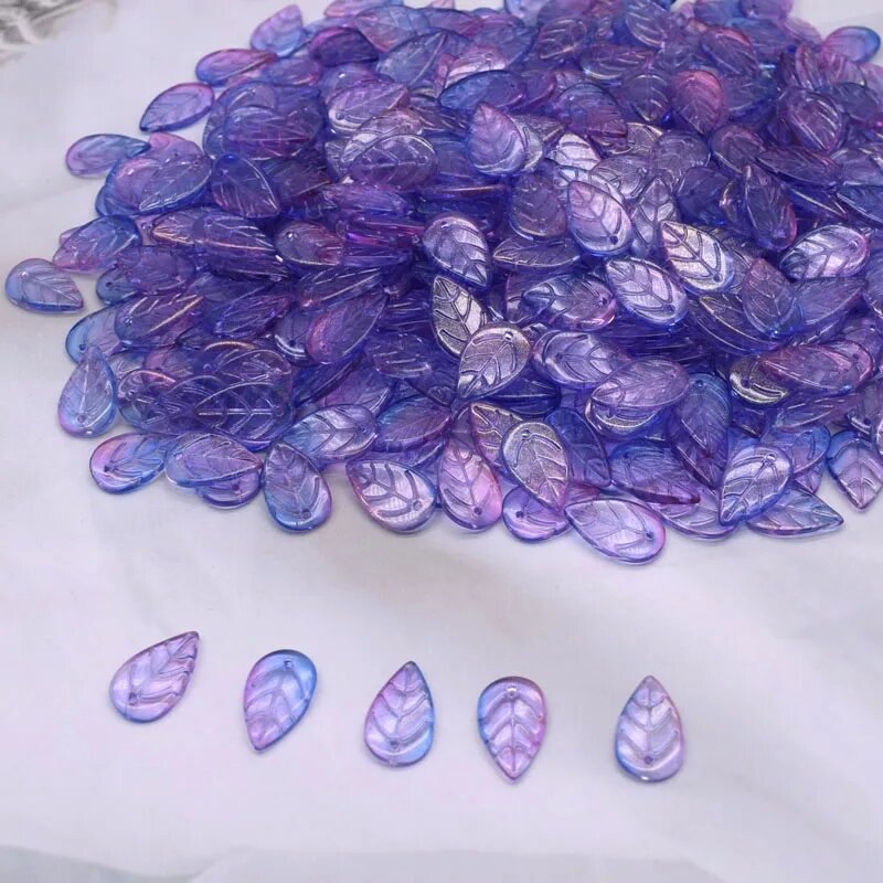 Бусины стеклянные листик, 30шт, Цвет: B00927002