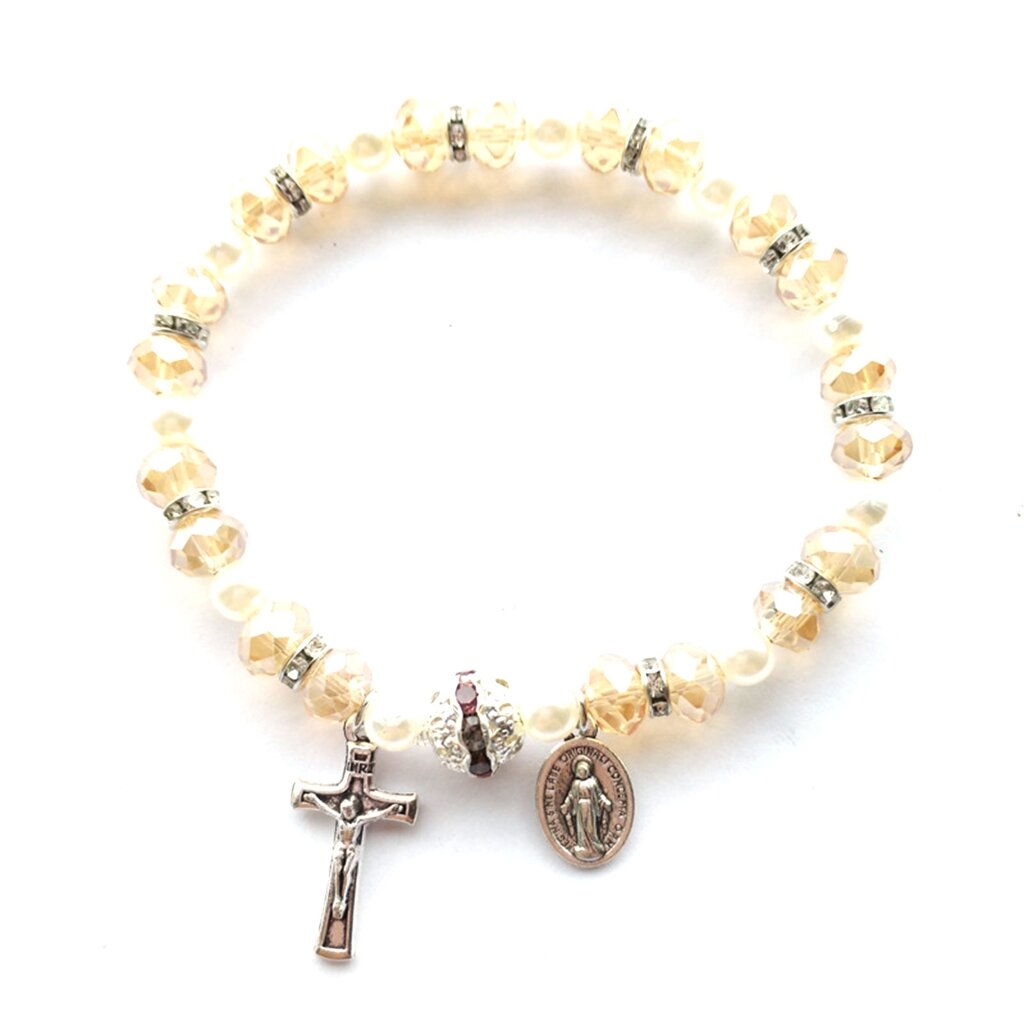 1 нитка эластичных четок из хрусталя крест-накрест со стразами-шампанское