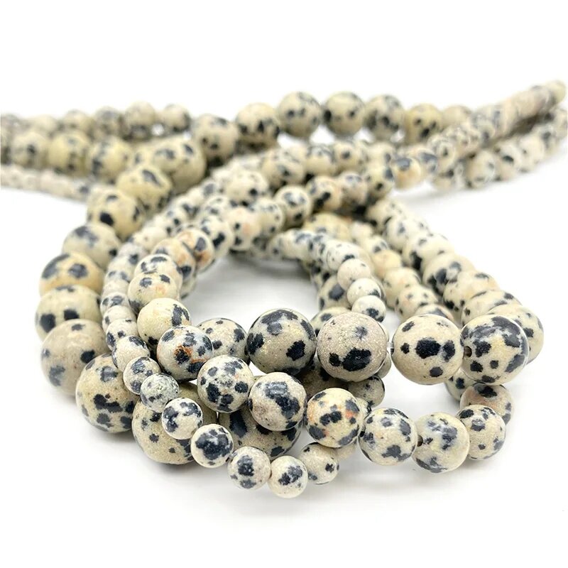 Натуральные бусины аметист амазонит агаты нефрит 4 6 8 10 мм 10mm(36-37pcs), Dalmation Jasper