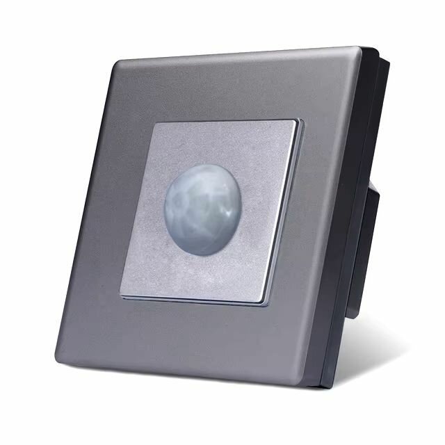 Датчик движения в разрыв фазы, радиус 8 м рамка пластик цвет серый