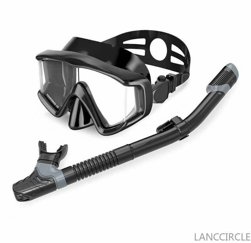 Маска с трубкой для плавания, дайвинга, снорклинга/ маска из закаленного стекла/ набор для подводного плавания LANCCIRCLE